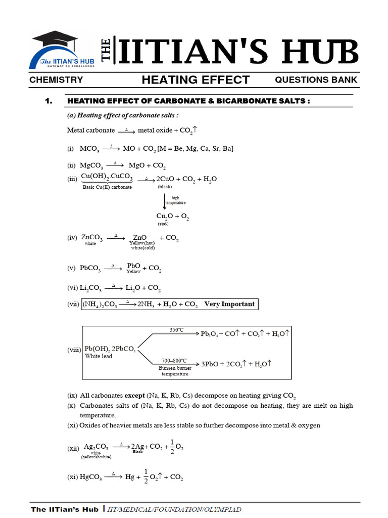 Heating Effect - QB | PDF | Ammonium | Carbonate