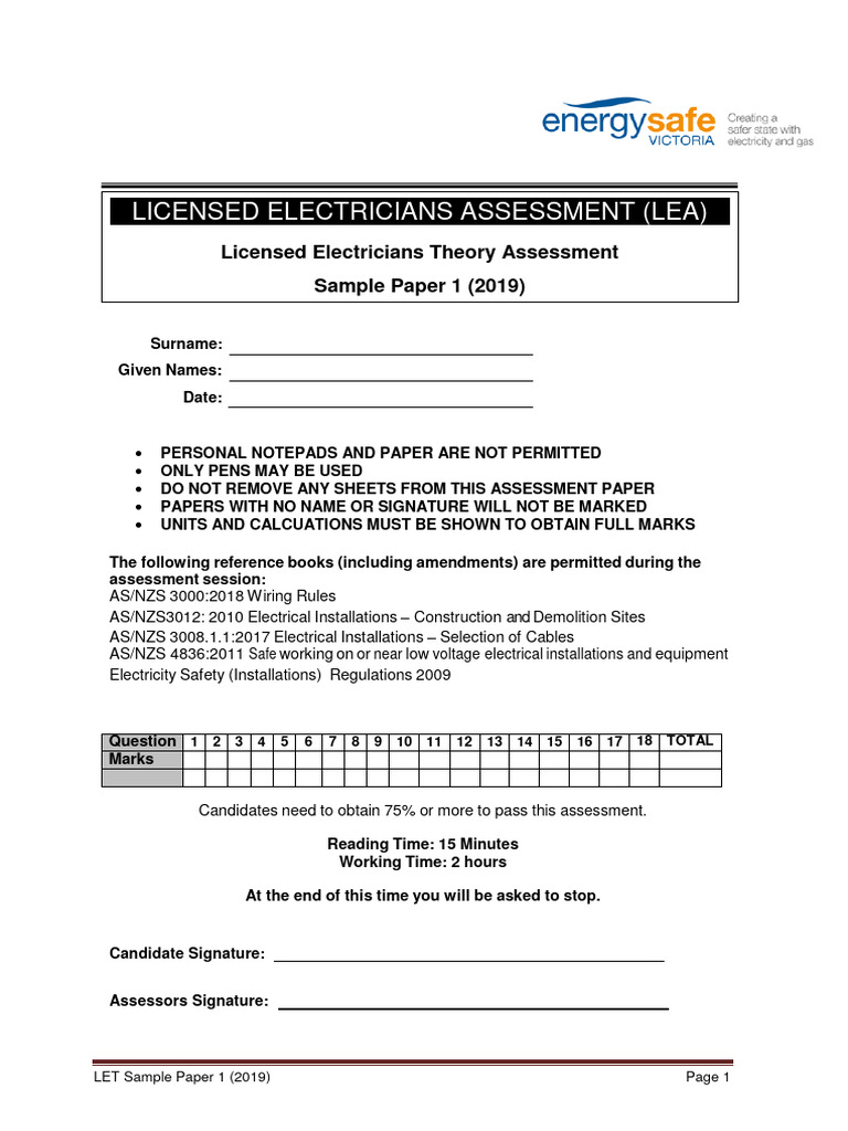 LET Practice Exam | PDF | Electrical Wiring | Mains Electricity