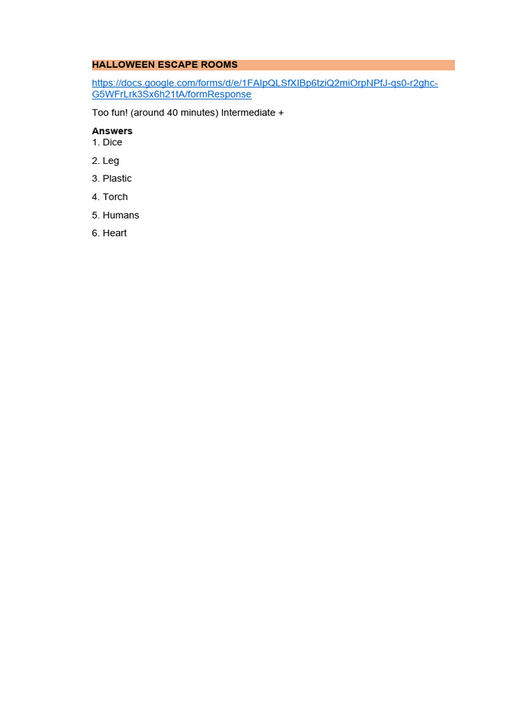 Halloween Escape Rooms | PDF | Language Arts & Discipline