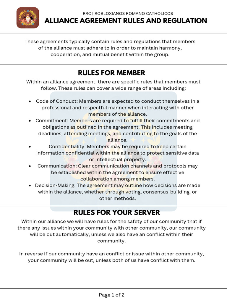 Alliance Agreement Rules Regulation 1 1 | PDF | Regulatory Compliance ...
