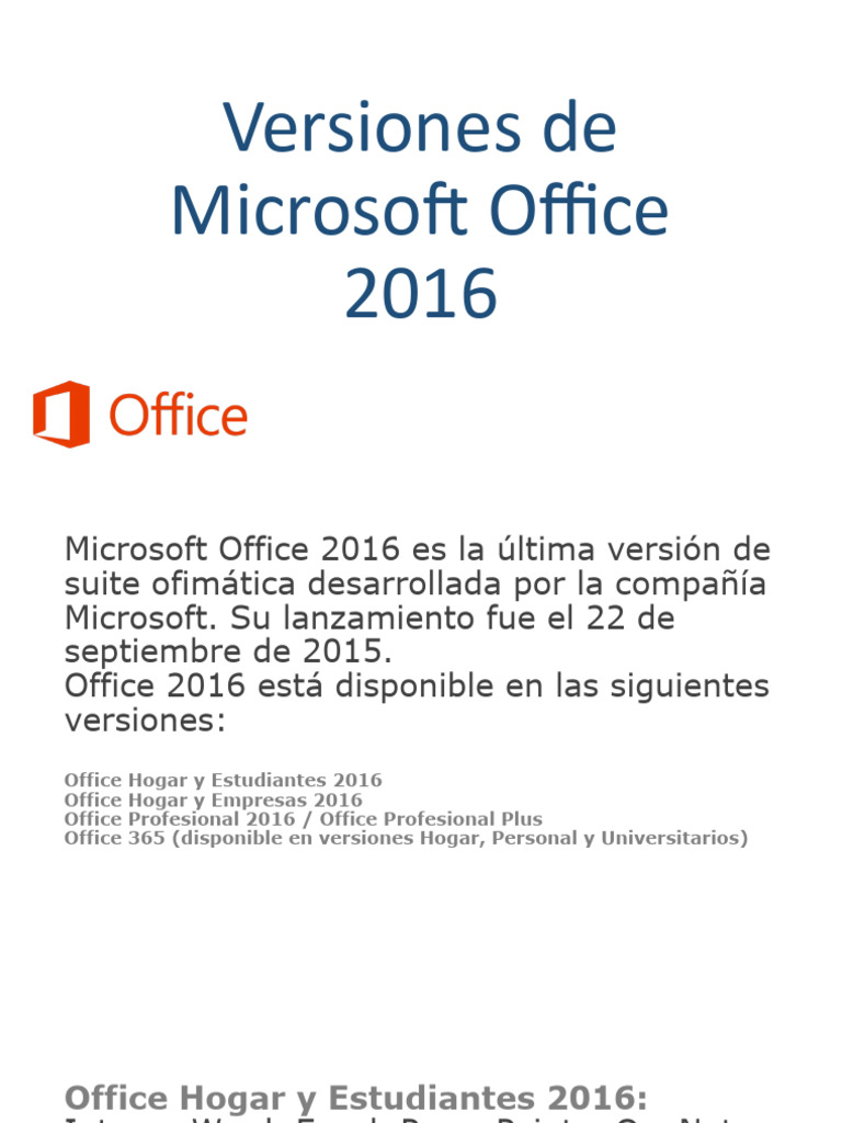 Versiones de Microsoft Office 2016 | PDF