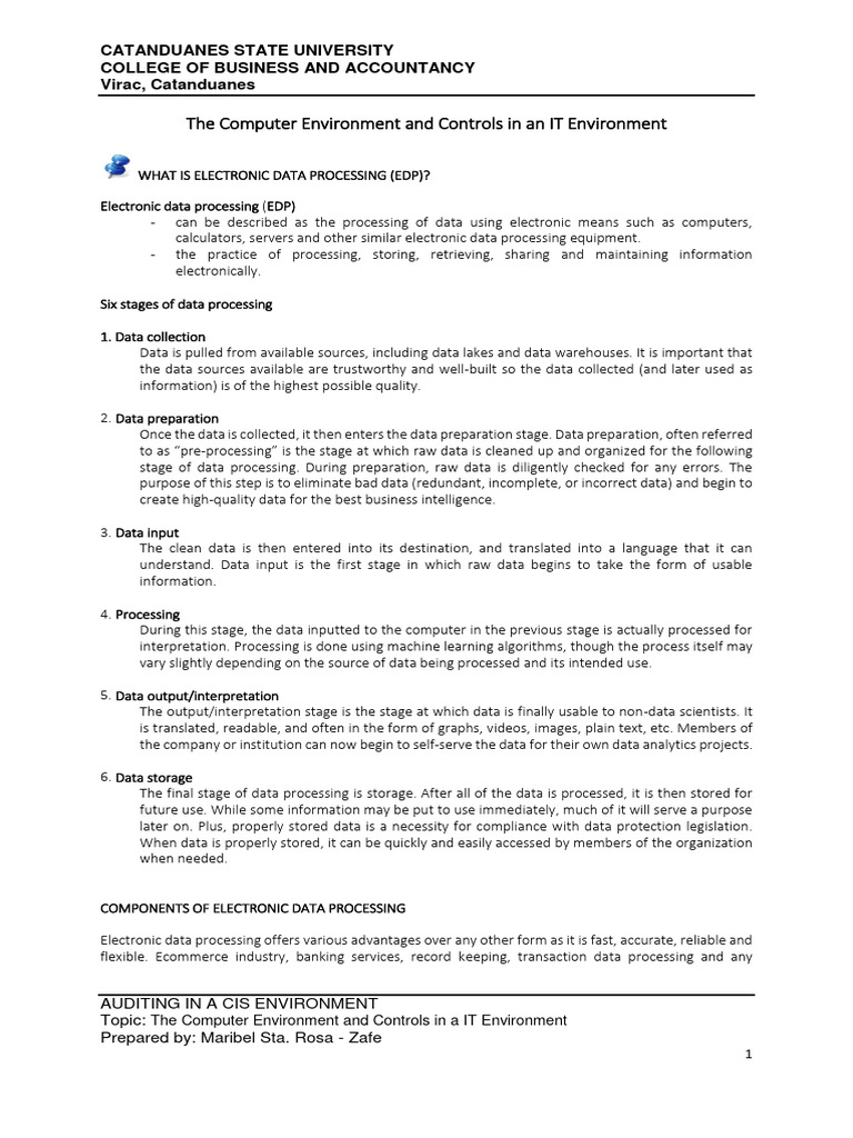CHAPTER 2 The Computer Environment and Controls in An IT Environment HO ...