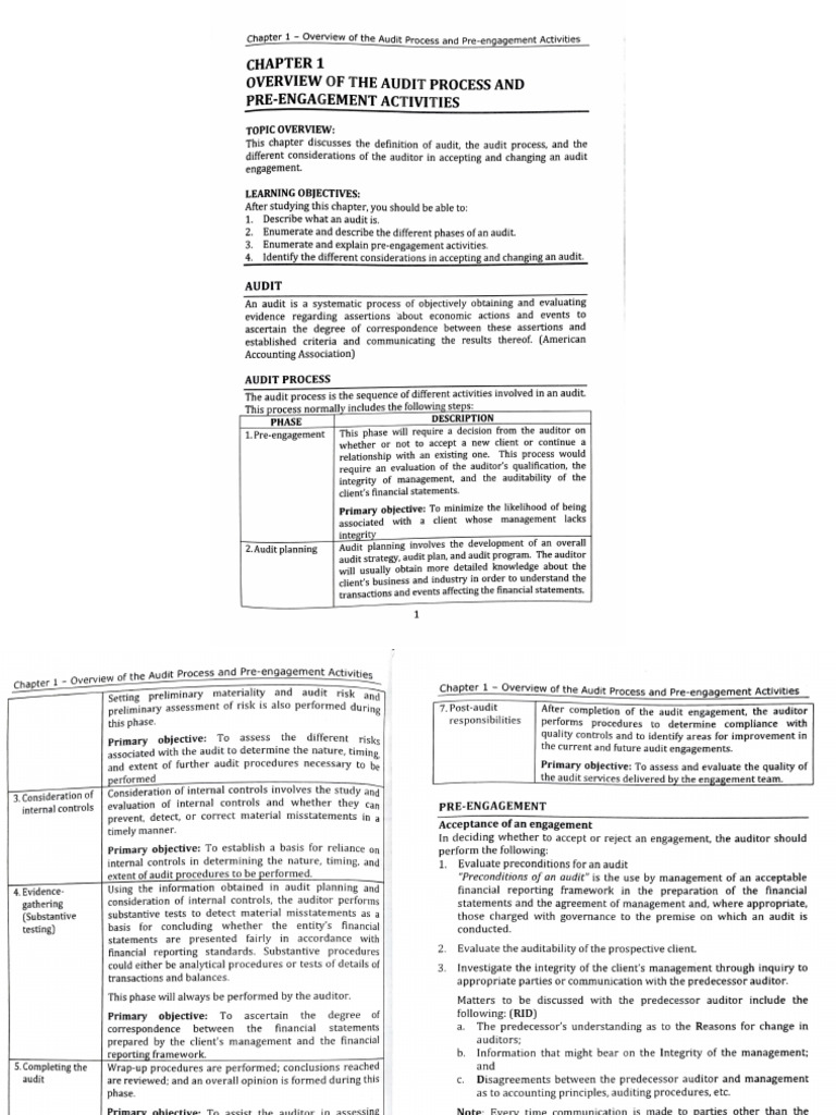 Overview of The Audit Process and Pre Engagement Activities Asuncion | Download Free PDF | Audit ...