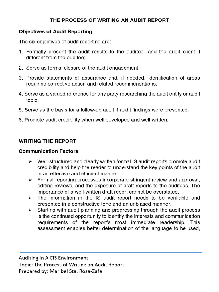 The Process of Writing An Audit Report Ho | PDF | Auditor's Report | Audit
