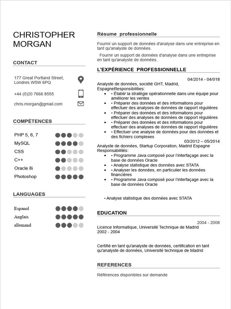 CV Analyste de Données - Christopher Morgan | PDF | Gestion ...