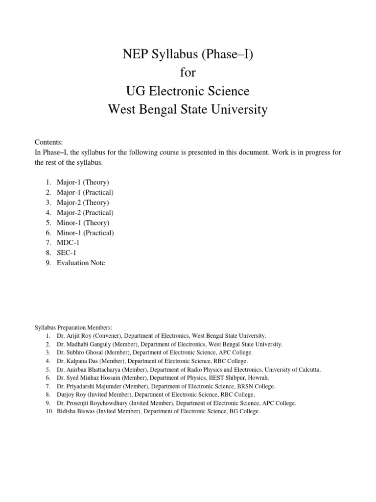 Electronic Science Syllabus | PDF | Electrical Impedance | Electrical Network