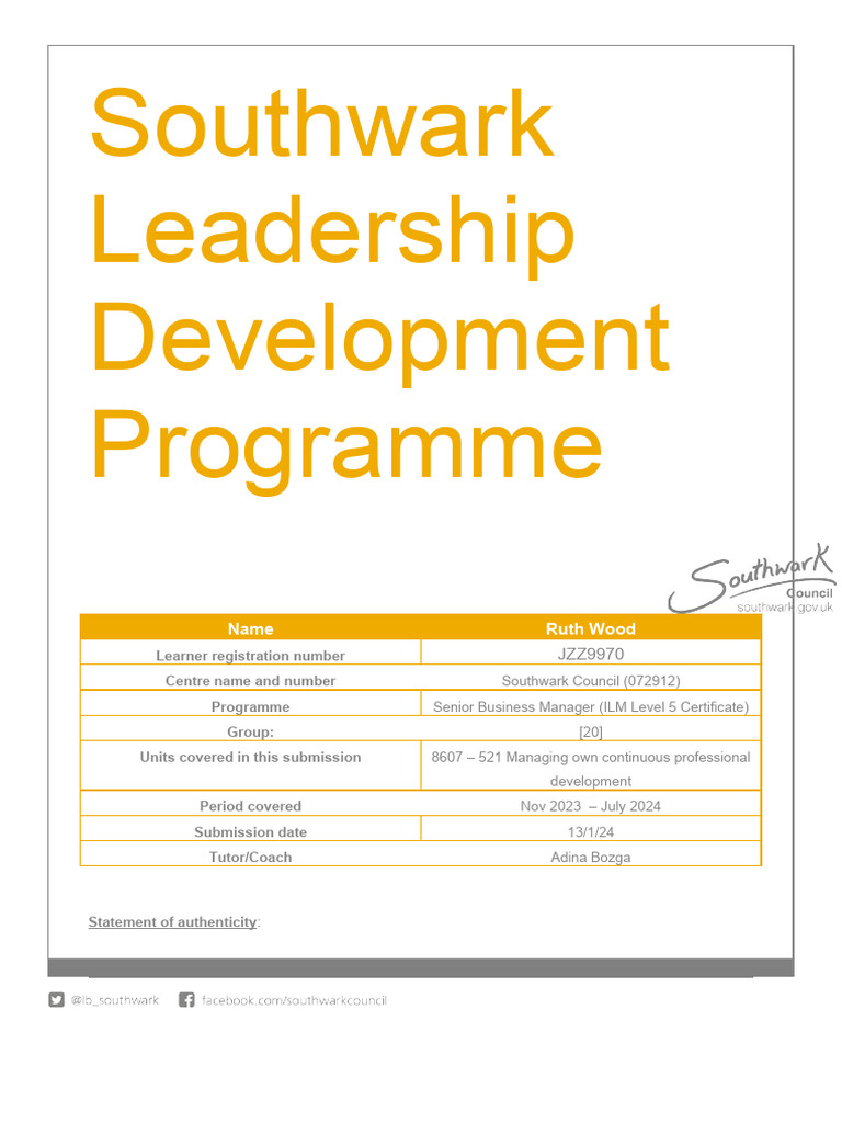 SBM Programme Managing Own Continuous Professional Development - Part 1 | PDF | Cost Of Living ...