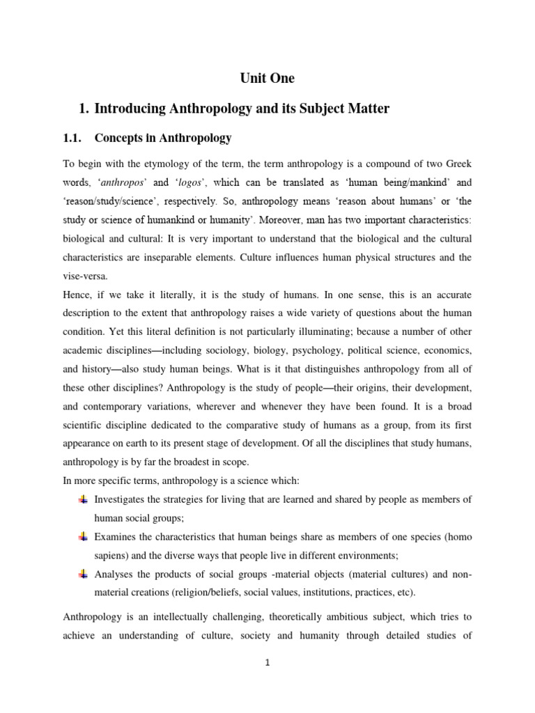 Social Anth Freshman | PDF | Anthropology | Ethnography
