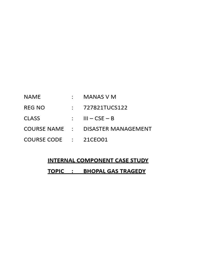 Case Study - Disaster Management - 727821TUCS122 | PDF