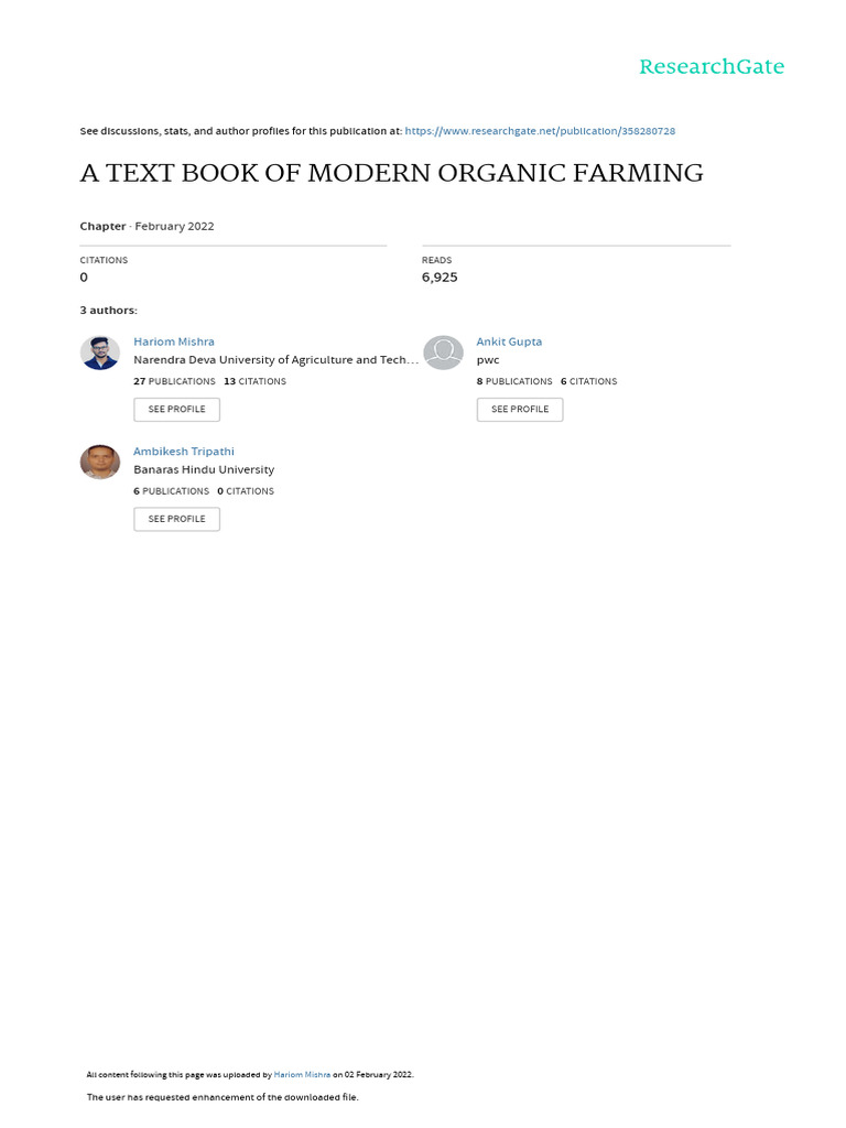 A Text Book of Modern Organic Farming: February 2022 | PDF | Organic ...