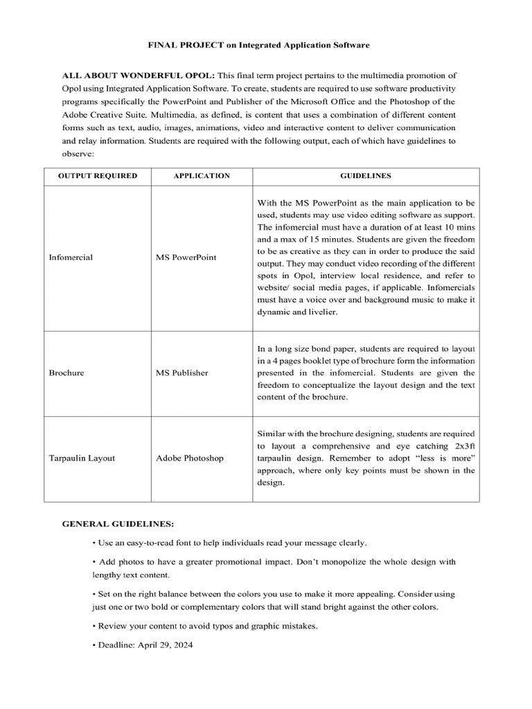 FINAL PROJECT On Integrated Application Software Final | PDF | Typography | Page Layout