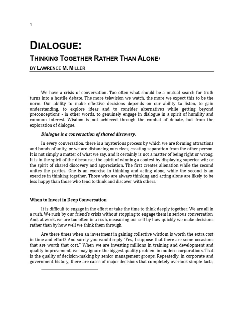 Dialogue | PDF | Thought | Conversation