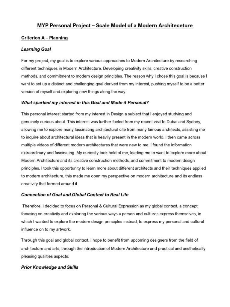 MYP Personal Project - Scale Model of A Modern House | Download Free ...