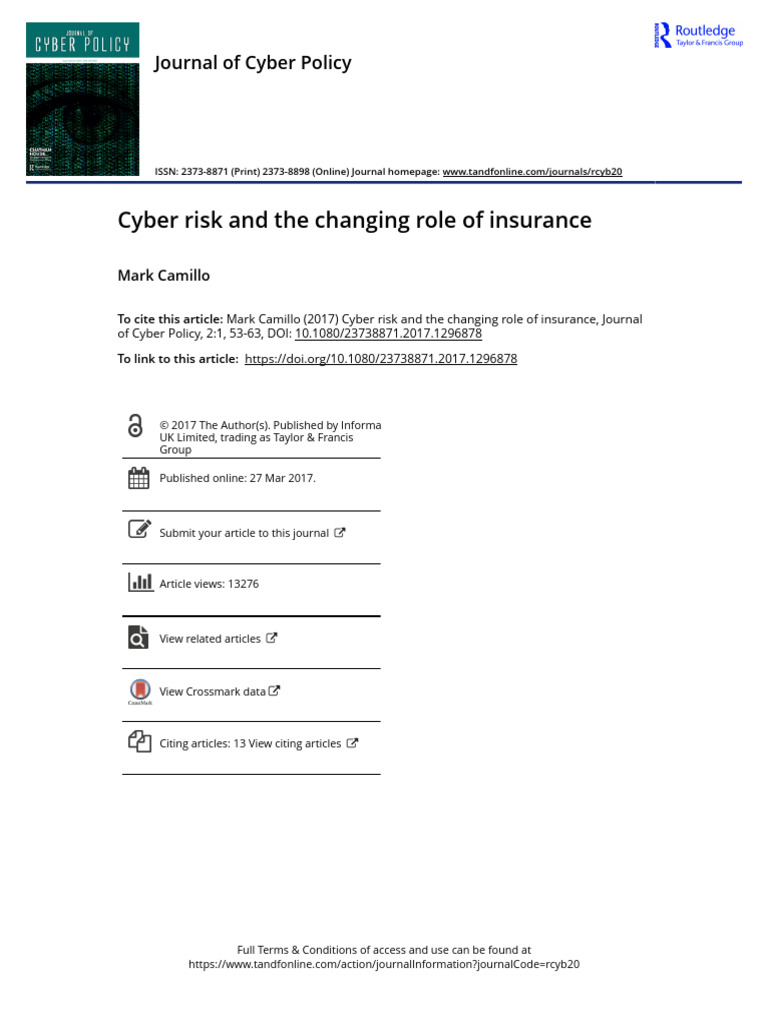 Cyber Risk and Insurance Evolution | PDF | Computer Security | Security