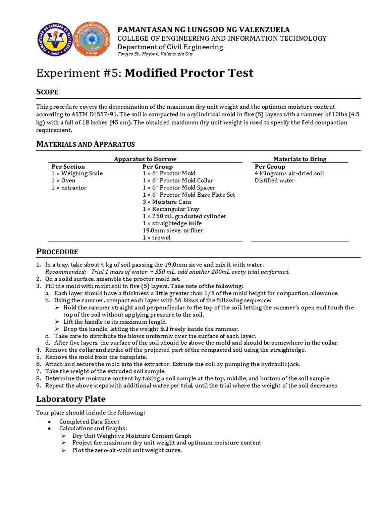 Proctor Test Manual | PDF | Soil | Earth Sciences