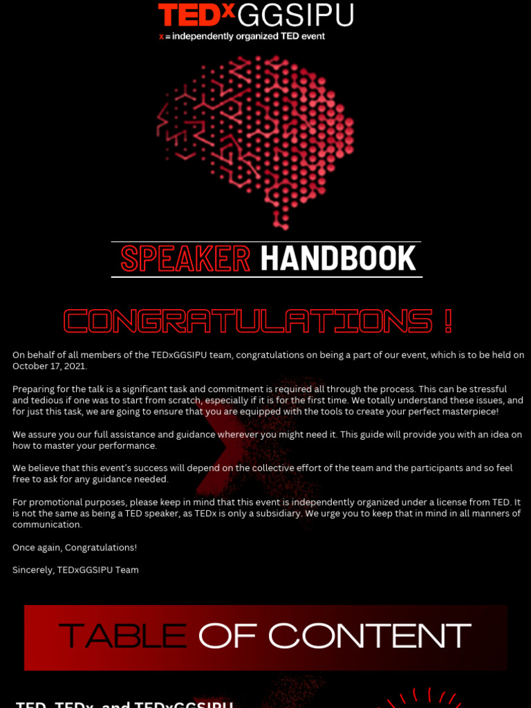 TEDx Speaker Handbook Guide | PDF
