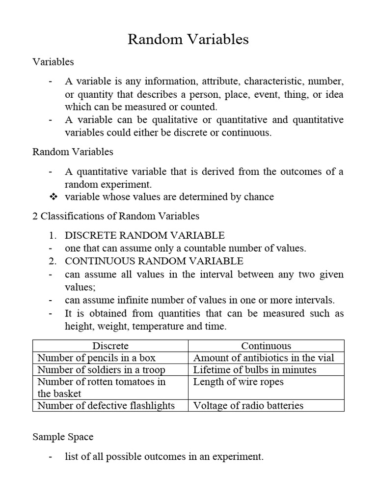 Statistics Probability Pdf Probability Distribution Random Variable