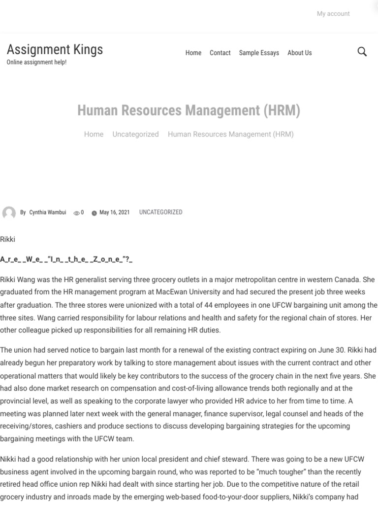 Rikki - Human Resources Management (HRM) - Assignment Kings | PDF ...