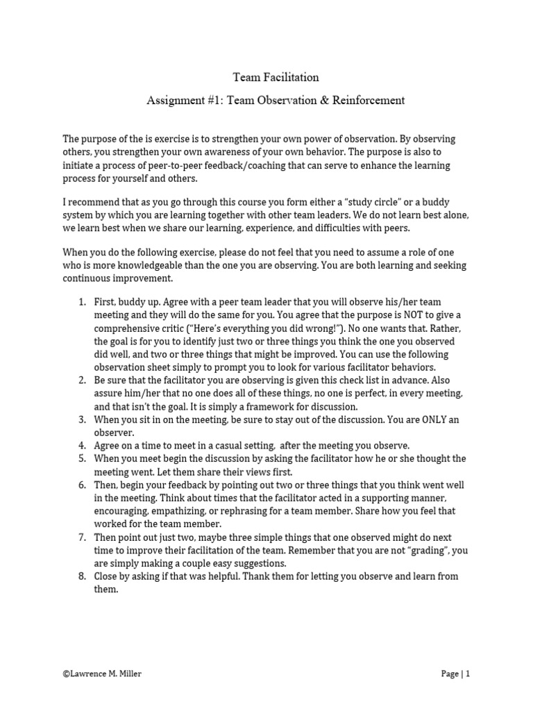 Assignment 1 - Team Meeting Observation and Evaluation | PDF ...