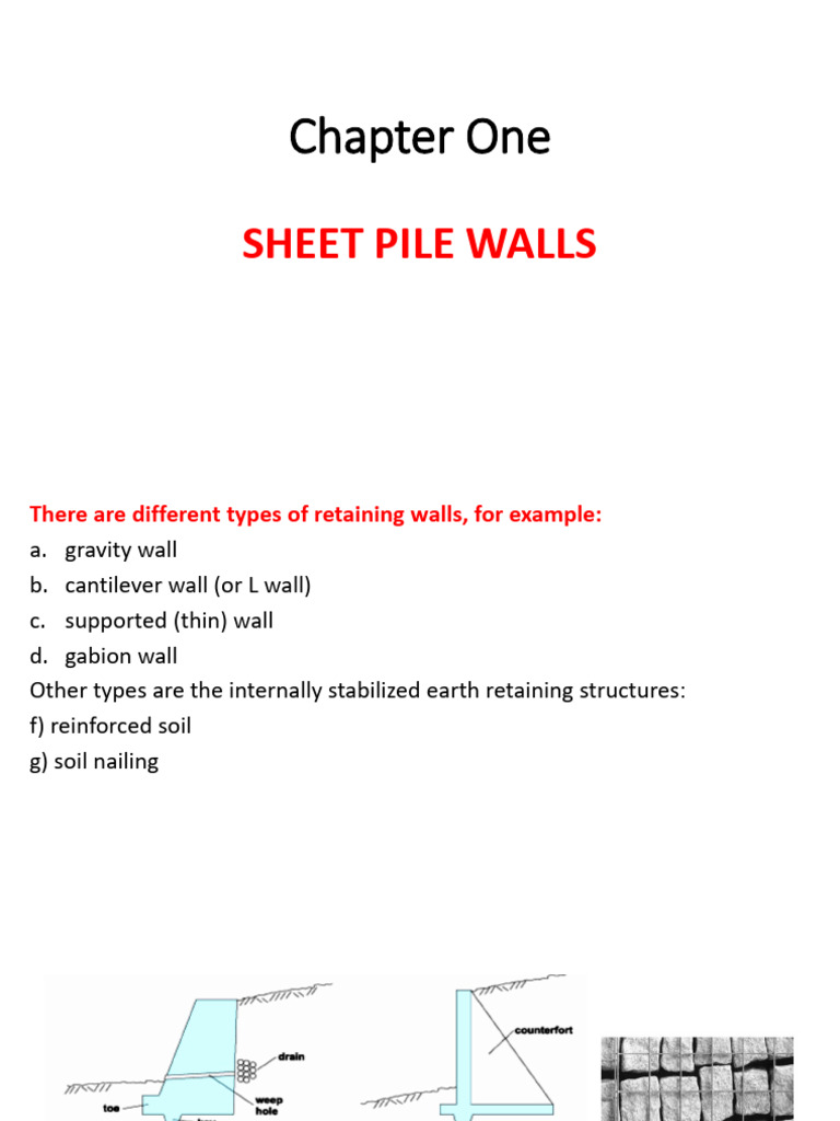 Chapter 1- sheet pile | PDF | Deep Foundation | Building Engineering