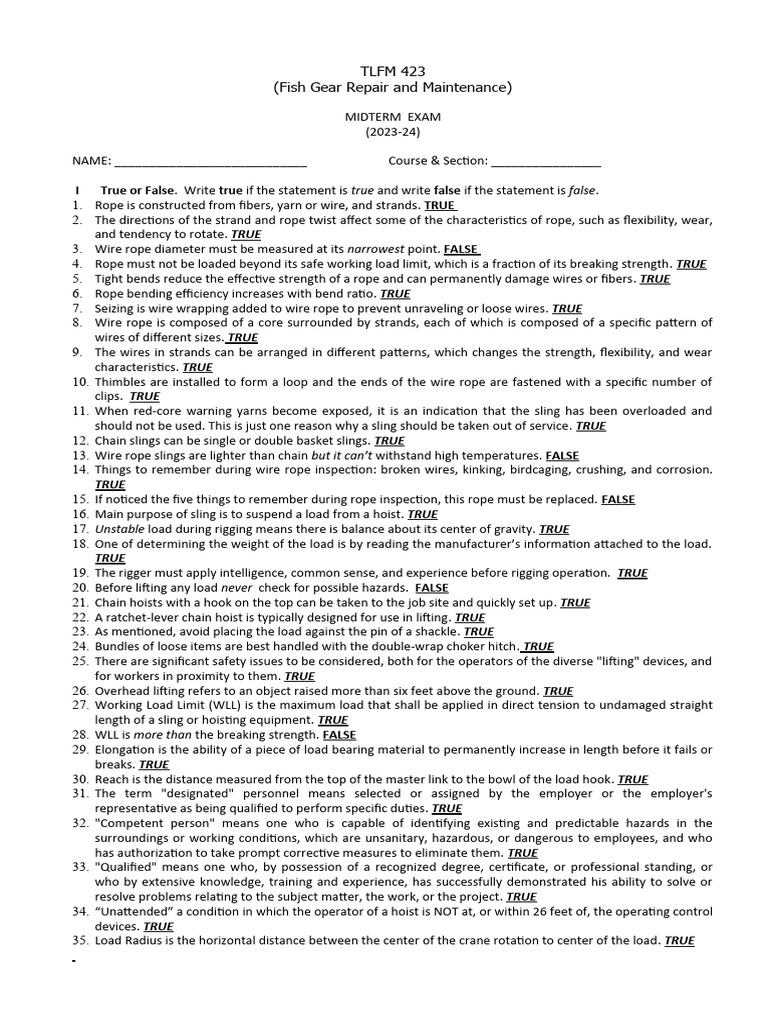Midterm Exam | PDF | Knot | Rope