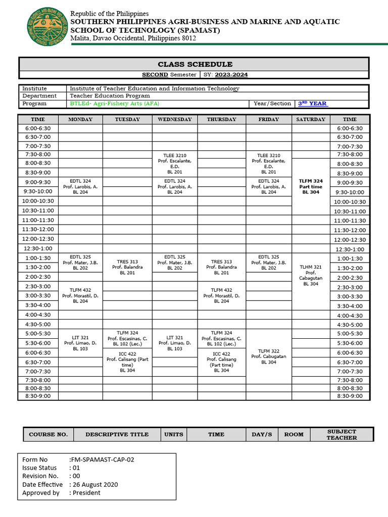 Second Sem 3RD Year Afa 2023 2024 1 | PDF