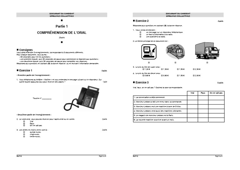 DELF-A2 - Listening Practice-Exam | PDF