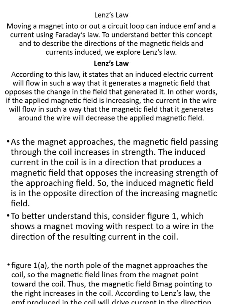 Understanding Lenz's Law in Electromagnetism | PDF | Electromagnetic ...