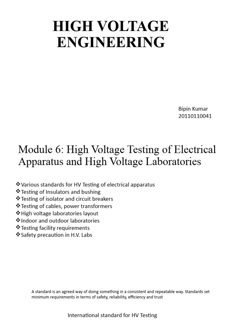 High Voltage Testing Standards Guide Pdf Insulator Electricity