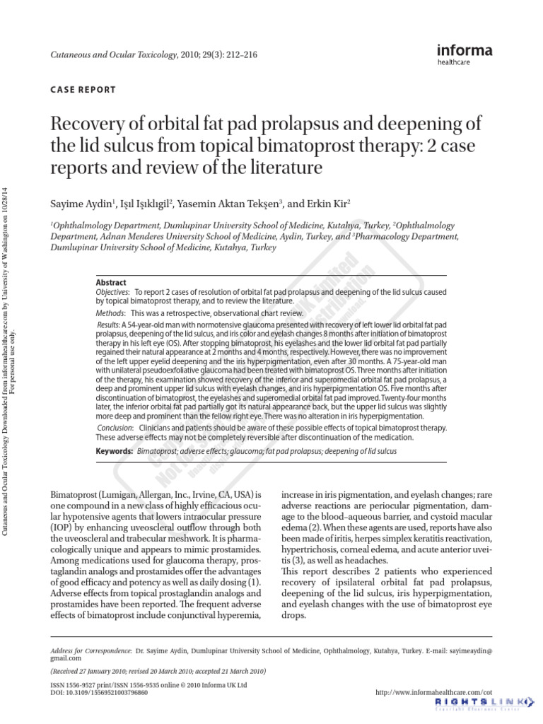 Recovery of Orbital Fat Pad Prolapsus and Deepening of The Lid Sulcus ...