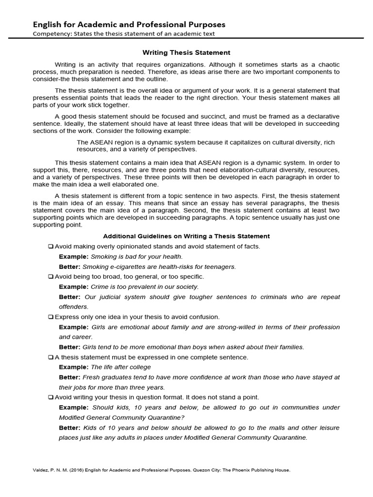 Lesson 4 THESIS STATEMENT OUTLINING | PDF | Thesis | Essays