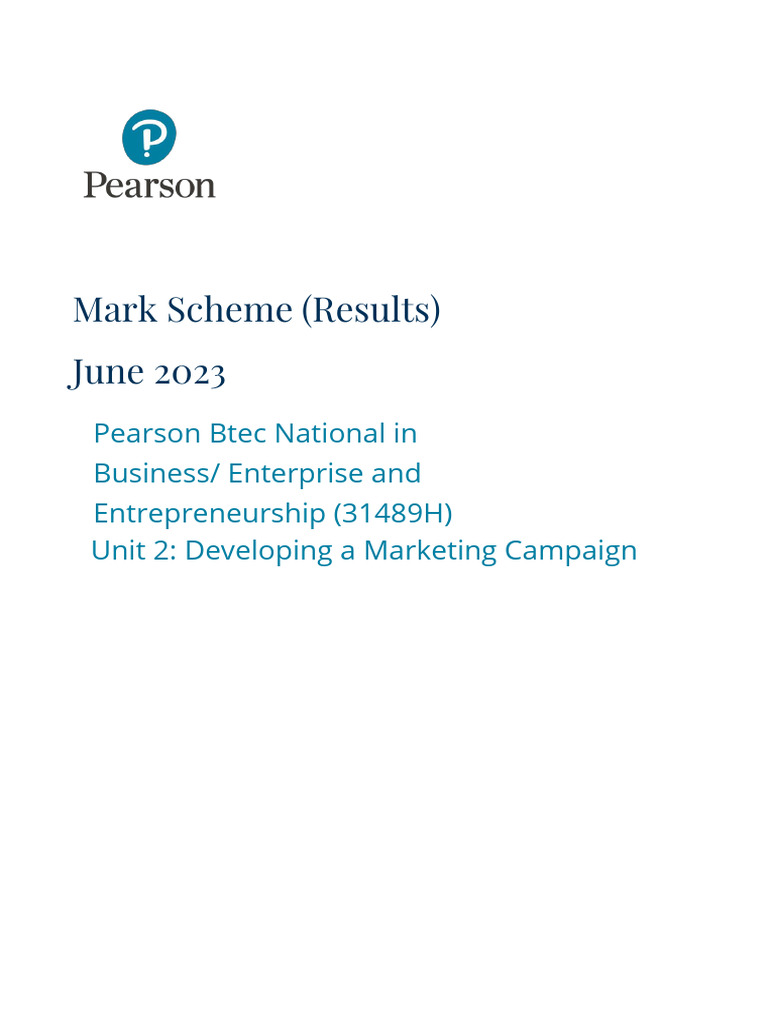 Unit 2 Mark Scheme Jun23 | PDF | Pricing | Sales