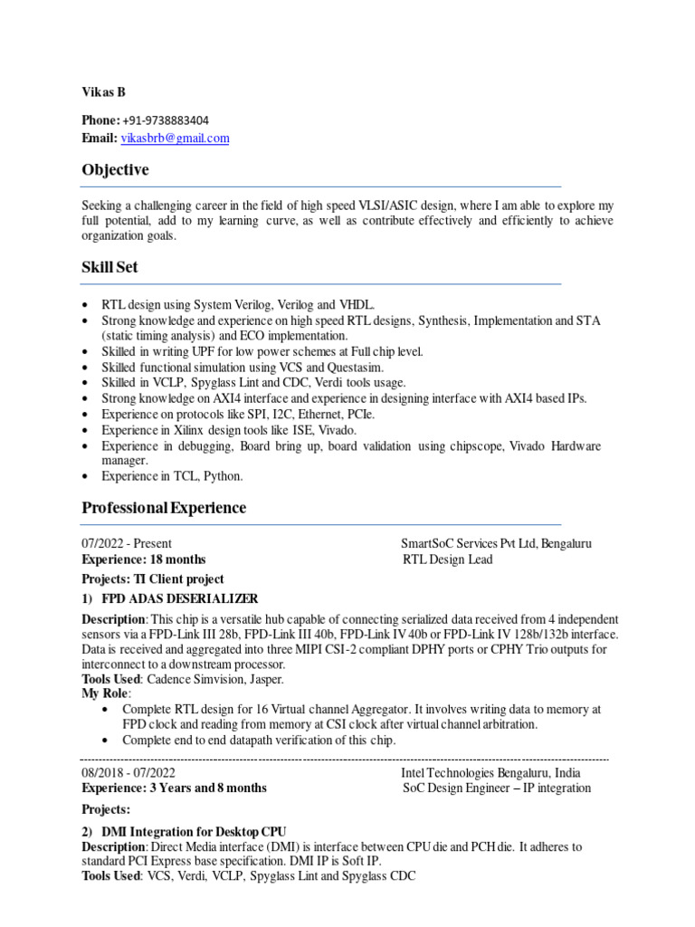 Naukri VikasB (9y 0m) | PDF | Field Programmable Gate Array | System On A Chip