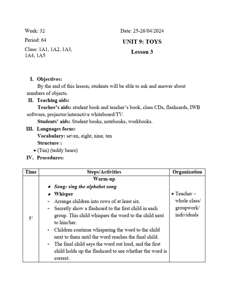 Lesson Plan ISS1_U9L3 | PDF | Flashcard | Cognition