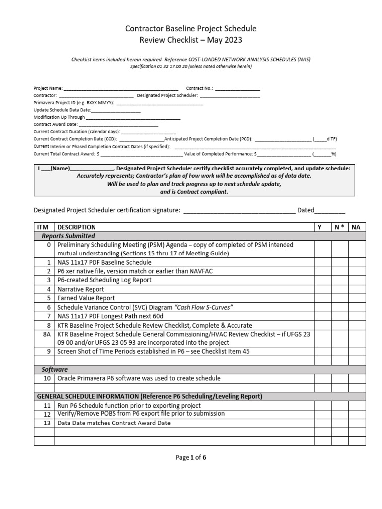 01 32 17.00 20 - Contractor - Baseline - Project - Schedule - Review ...