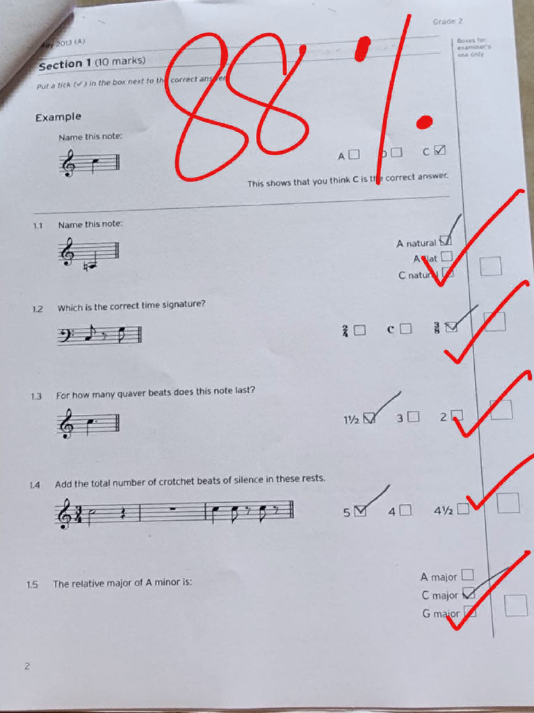 Grade 2 Theory May2013 Sana | PDF | Scale (Music) | Minor Scale