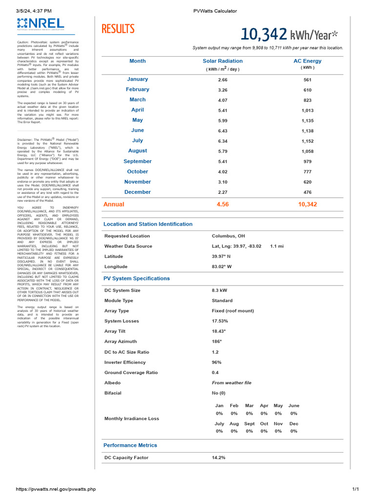 PVWatts Calculator-2 (1) | PDF | Photovoltaics | Photovoltaic System