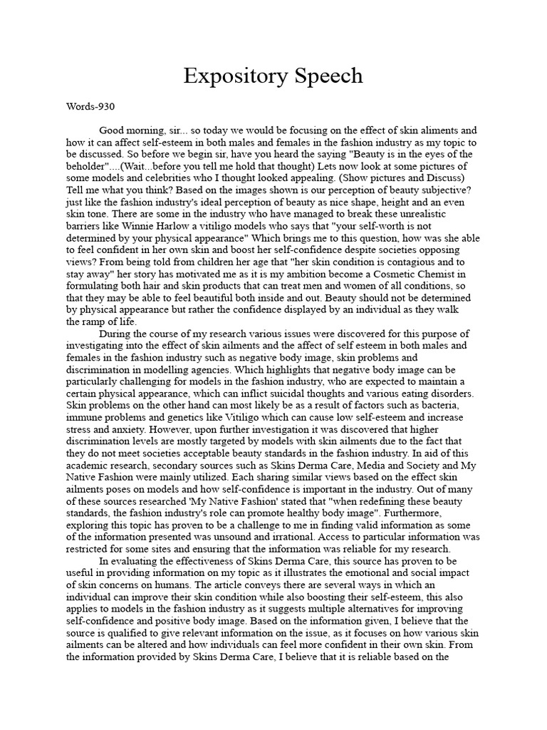 Expository Speech | PDF | Self Esteem | Body Image