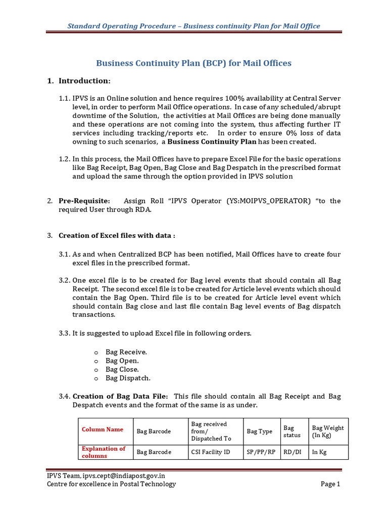 BCP for Mail Office Operations | PDF | Information Technology ...