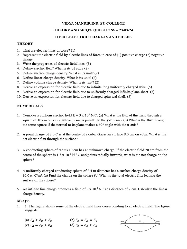 Assignment 3 Ques Electric Charges | PDF | Sphere | Electric Field