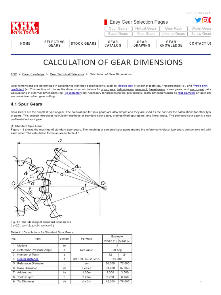 Calculation of Gear Dimensions _ KHK | PDF | Gear | Helix