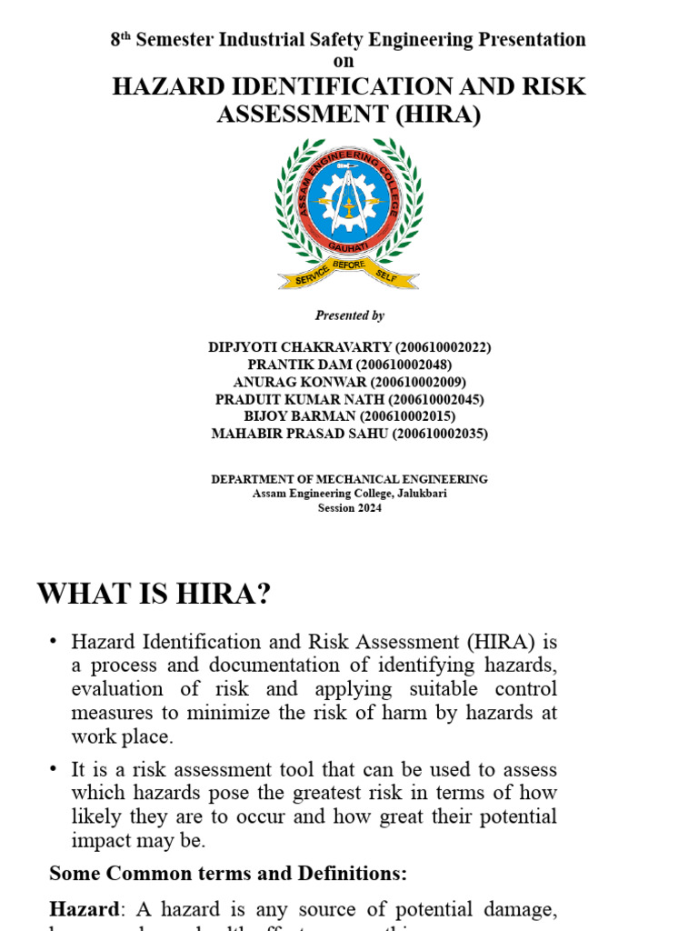 HIRA-ISE Presentation | PDF | Risk | Hazards