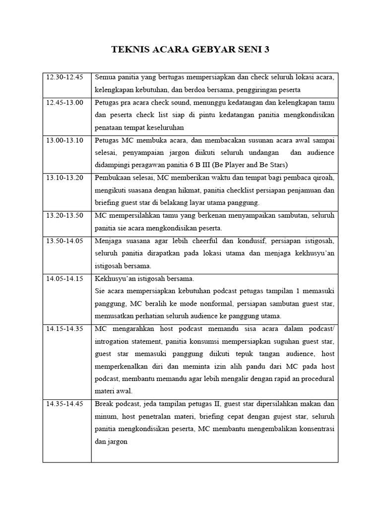 Teknis Acara Gebyar Seni 3 | PDF | Seni