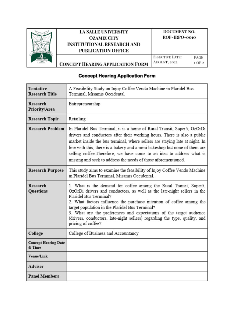 Concept Hearing Application Form | PDF | Business | Economies