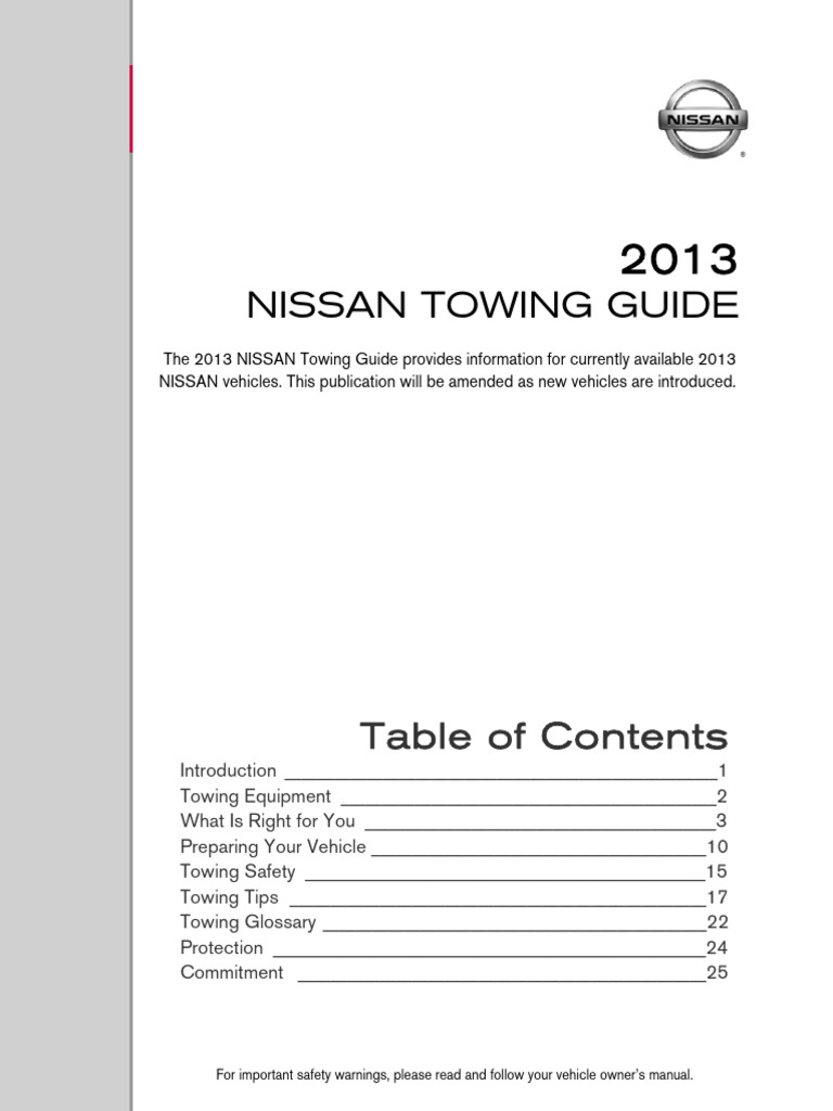 2013 Nissan Towing Guide | PDF | Trailer (Vehicle) | Transport