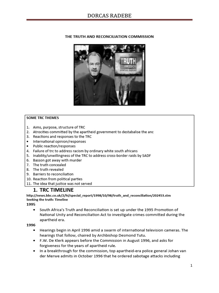 The TRC Detailed Notes - 1 | PDF | Apartheid | South Africa