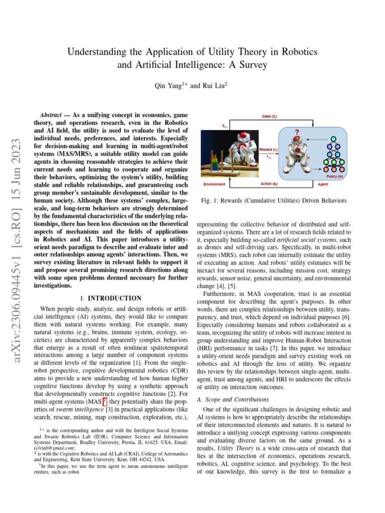 Understanding The Application of Utility Theory in Robotics and ... Understanding The Application of Utility Theory in Robotics and ...
