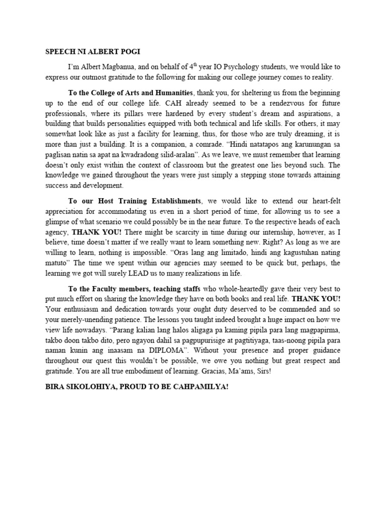 Speech Ni Albert Pogi | PDF | Behavior Modification | Learning