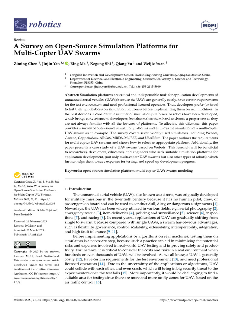 A Survey On Open-Source Simulation Platforms For Multi-Copter UAV ...