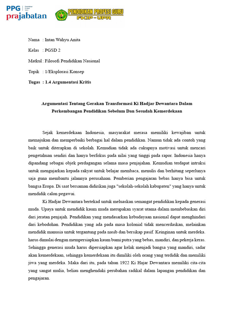 Tugas 1.4 Argumentasi Kritis - Topik 1 - Eksplorai Konsep - IntanWA | PDF | Sejarah | Agama ...